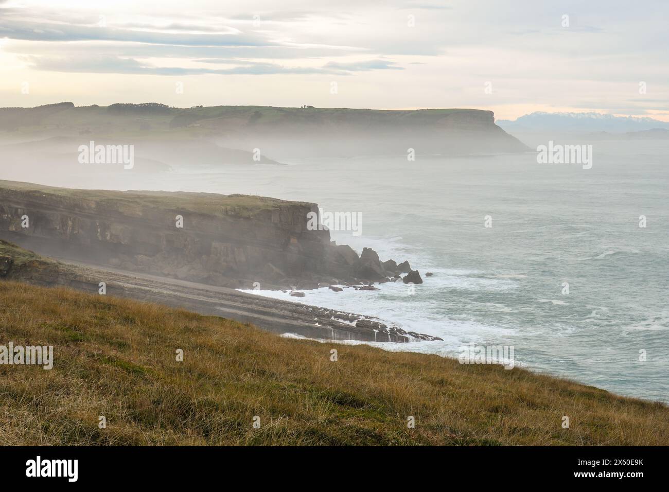 Ajoi coastal cliffs among the fog Stock Photo - Alamy