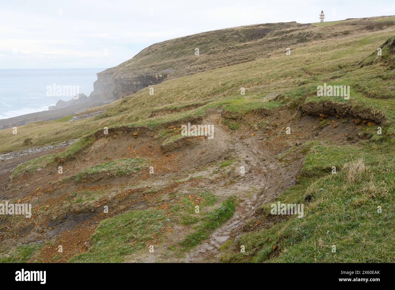 Erosion of the coast next to the Ajo Lighthouse Stock Photo - Alamy