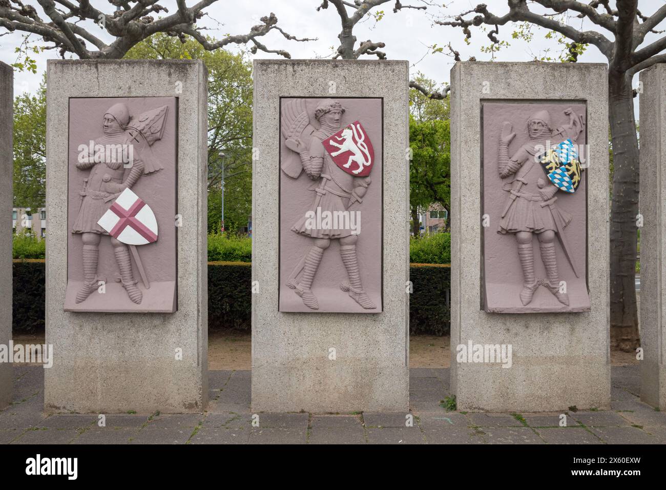 Kurfurstenzyklus Mainz: Replica of memorial statues depicting the ...