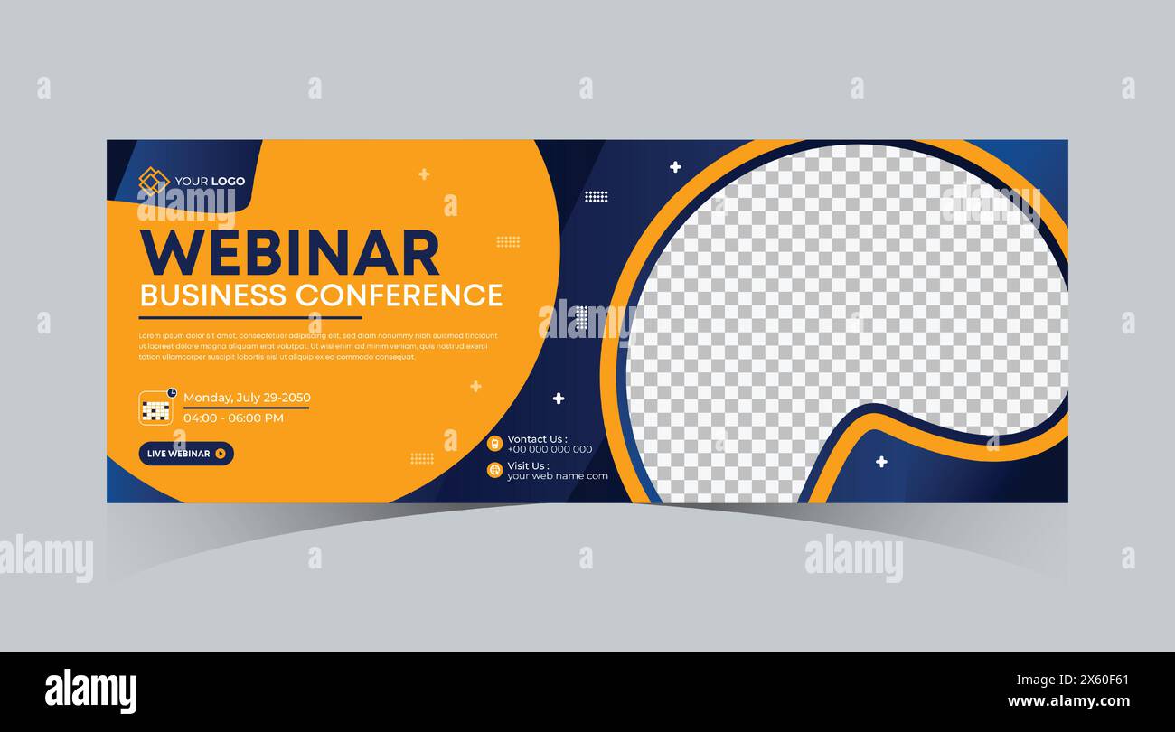 Webinar business online course web banner Dark navy blue, Green, Orange ...