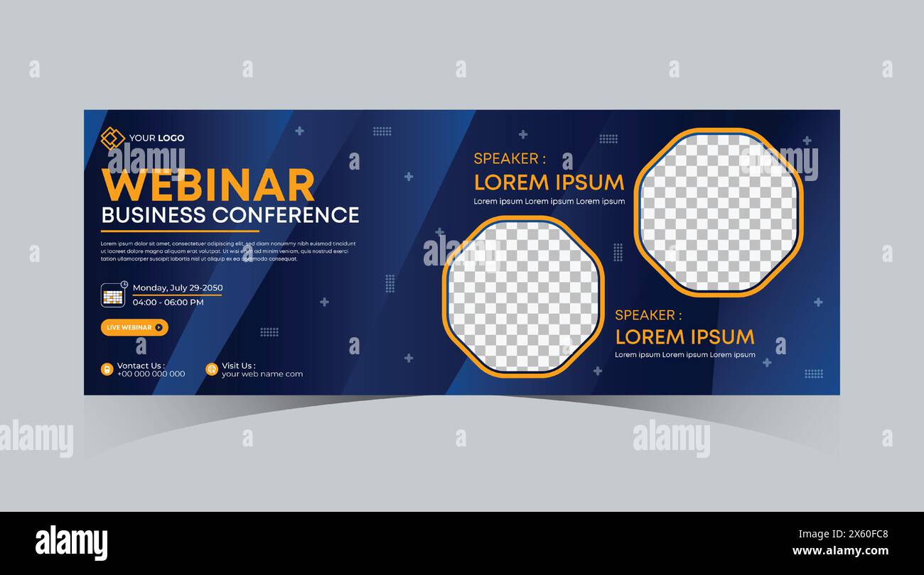 Webinar business online course web banner Dark navy blue, Green, Orange ...
