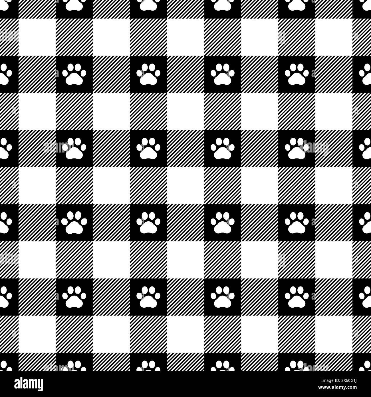 Paw print seamless pattern. Repeating cute plaid tartan color. Check ...