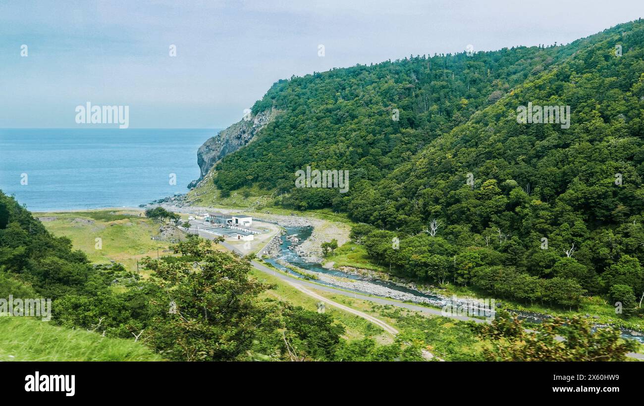 The estuary of the Iwaobetsu River in the Shiretoko Peninsula, Eastern ...