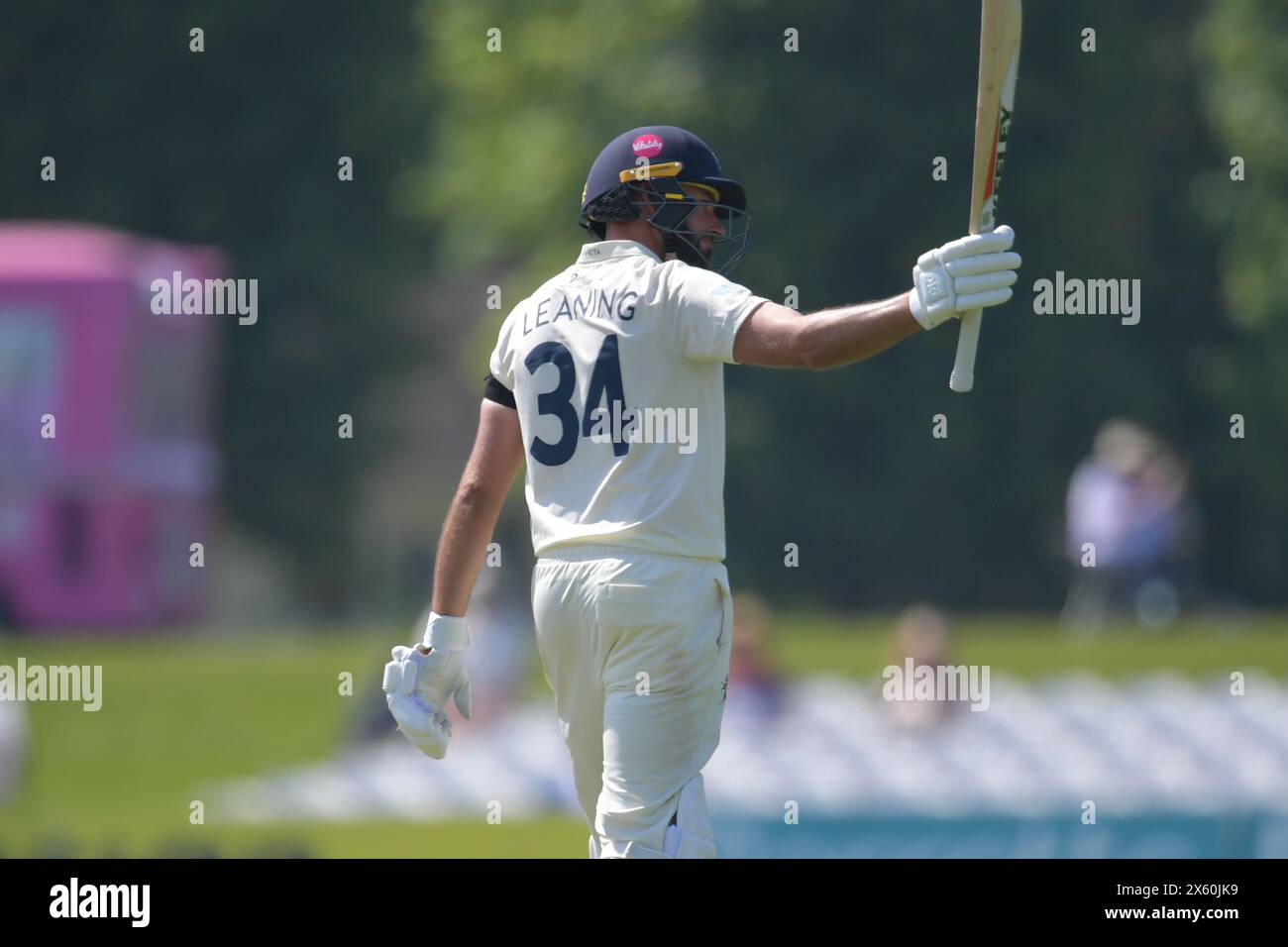 Canterbury, England. 11th May 2024. Jack Leaning reaches 50 during day ...