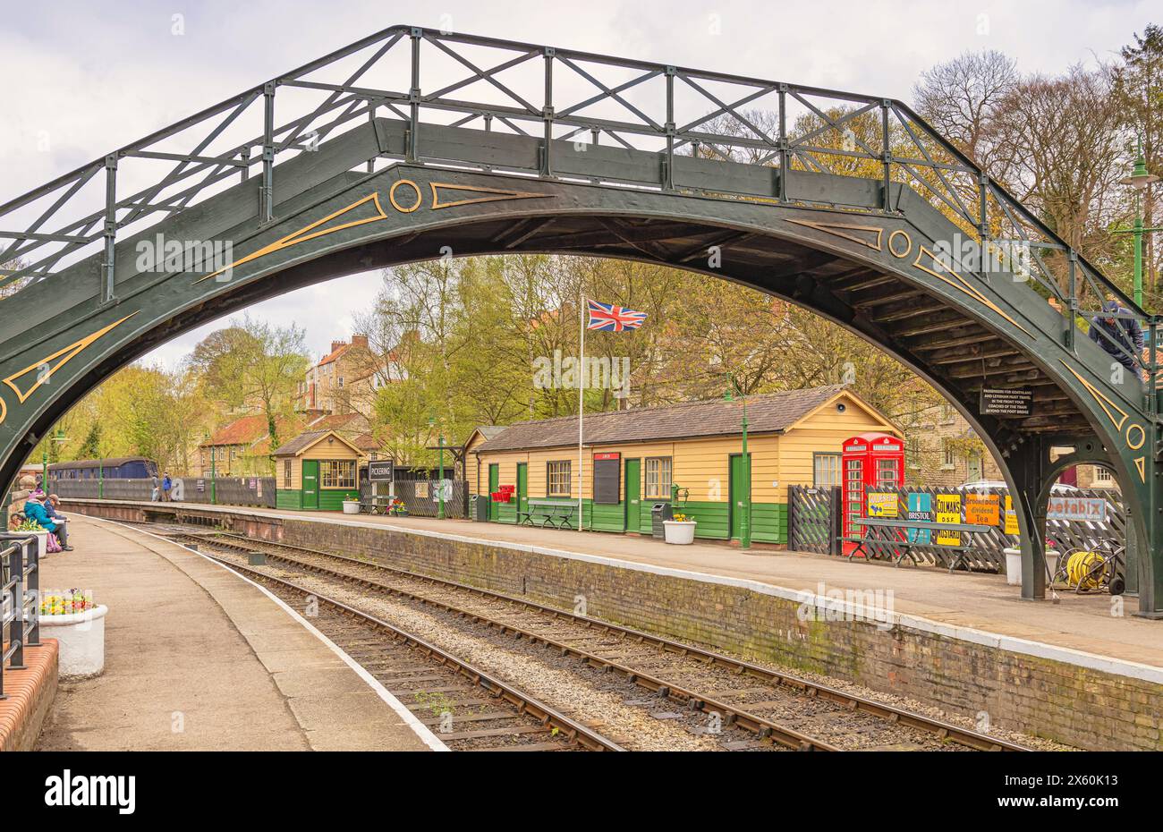 A themed railway station of the North Yorkshire Moors Railway at ...