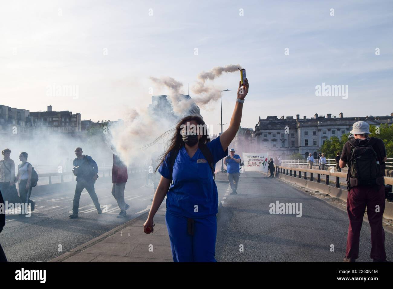 London, UK. 11th May 2024. Pro-Palestine protesters set off smoke ...