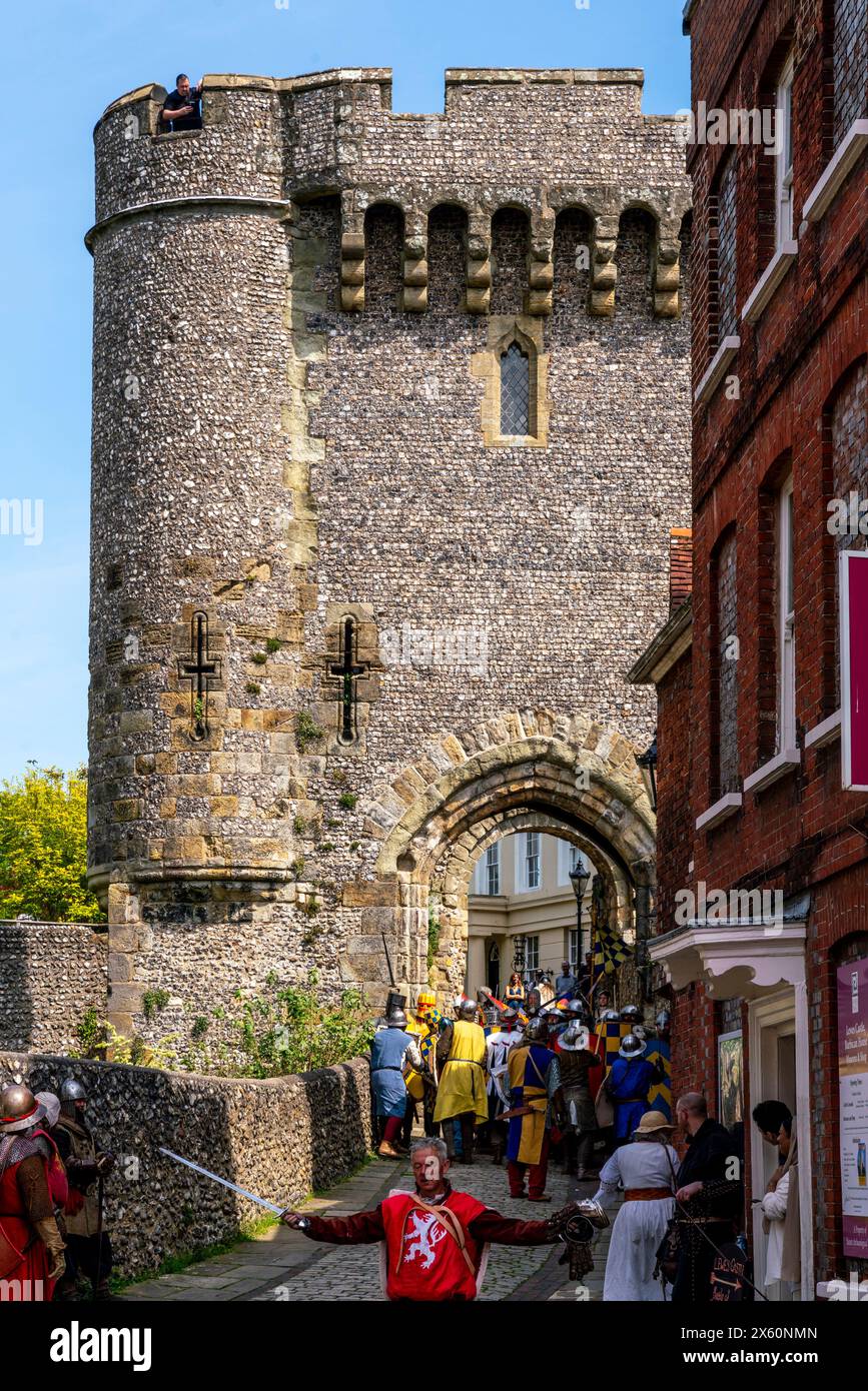 Lewes, UK. 12th May, 2024. Local people dressed in medieval costume ...