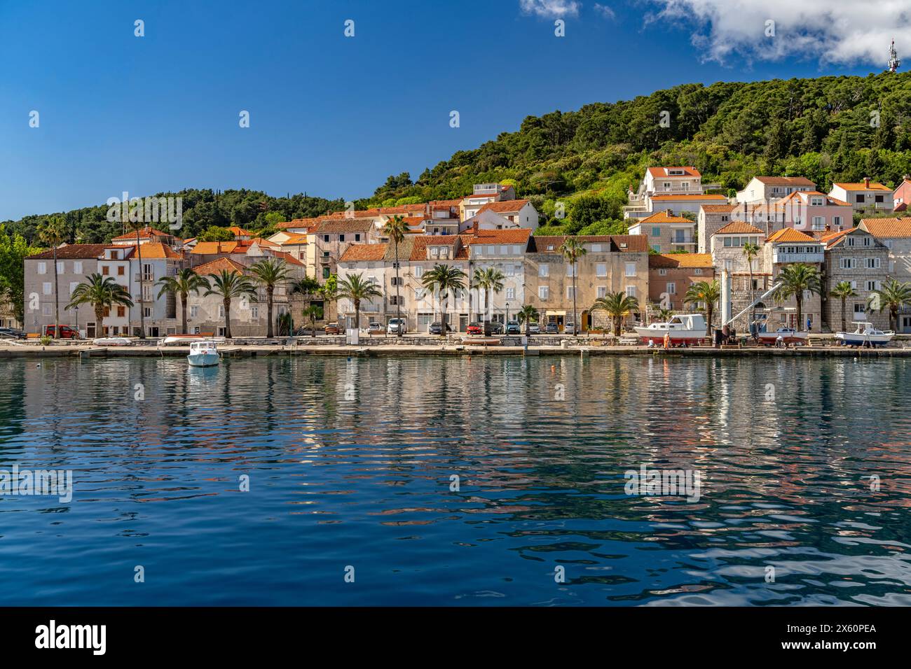 Uferpromenade in der Altstadt von Korcula Stadt, Kroatien, Europa ...