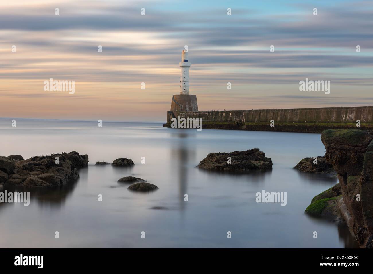 The beacon of South Pier in Aberdeen, Scotland Stock Photo - Alamy
