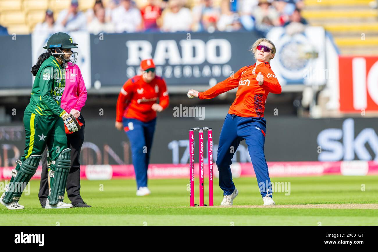 Charlie Dean bowling for England during the Vitality T20 International ...
