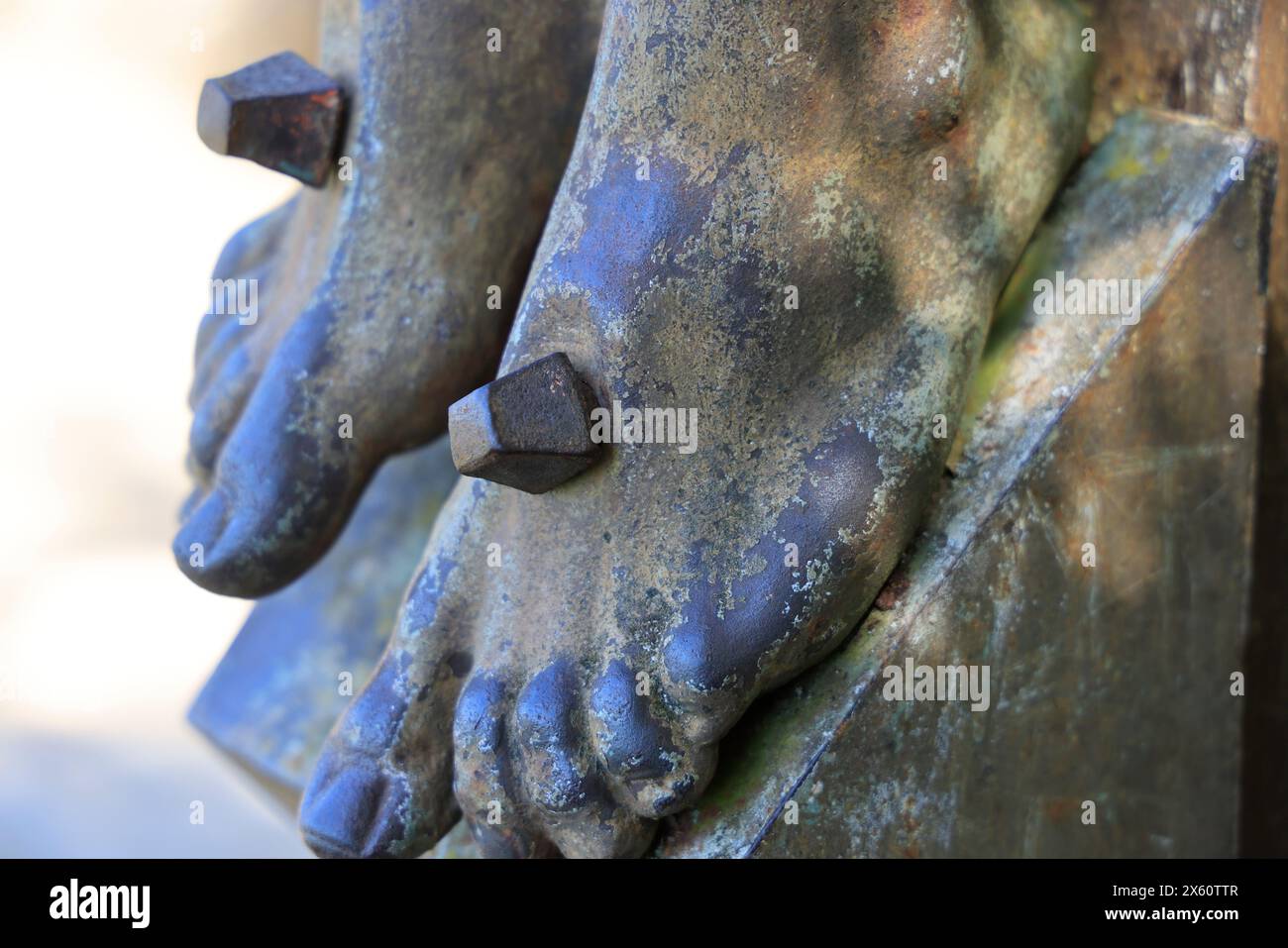 Feet of Jesus Christ crucified. Crucifixion, crucifixion of Jesus of ...