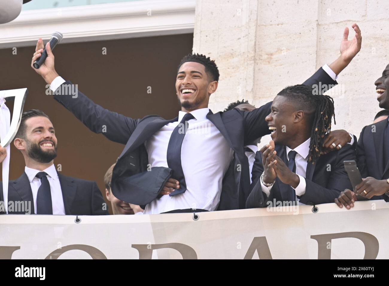 Madrid, Spain. 12th May, 2024. Footballpayers Jude Bellingham and Nacho ...