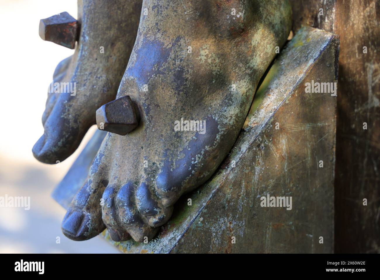 Feet of Jesus Christ crucified. Crucifixion, crucifixion of Jesus of ...