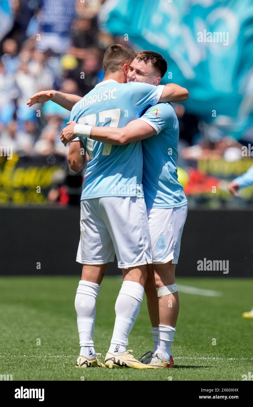 Rome, Italy. 12th May, 2024. Gil Patric of SS Lazio celebrates after ...