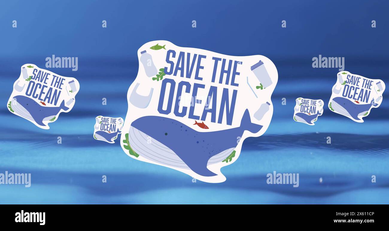 Image of save water text on signs on water background Stock Photo - Alamy