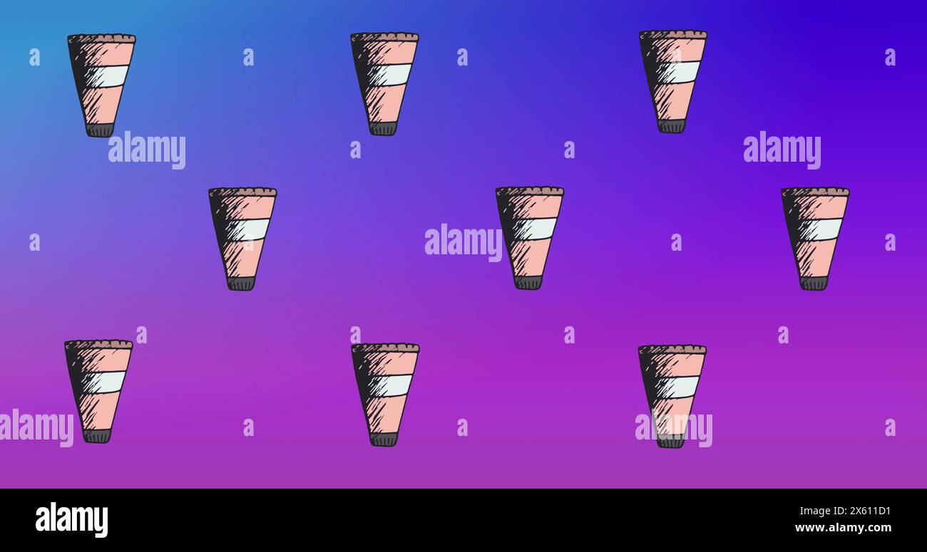 Image of colorful coffee cups in rows against gradient background Stock ...