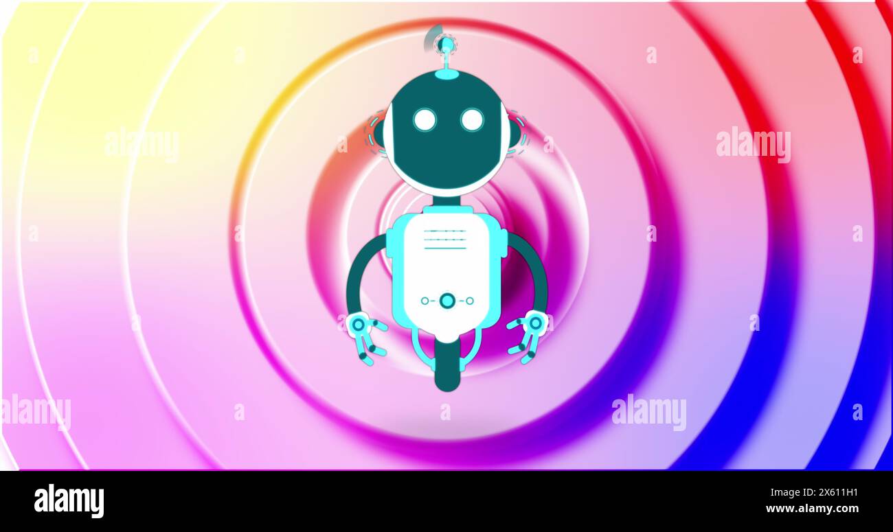 Image of ai chat bot over colourful circles background Stock Photo - Alamy