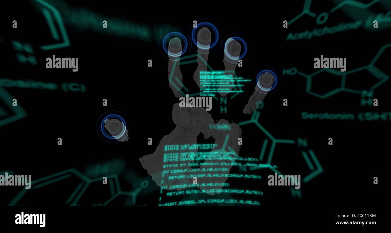 Image of data processing over biometric handprint Stock Photo - Alamy