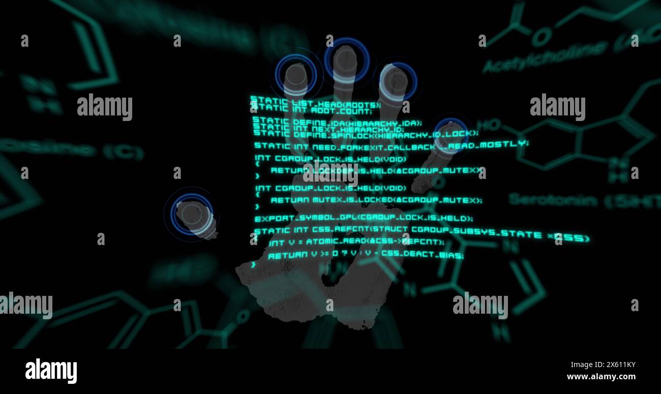 Image of data processing over biometric handprint Stock Photo - Alamy