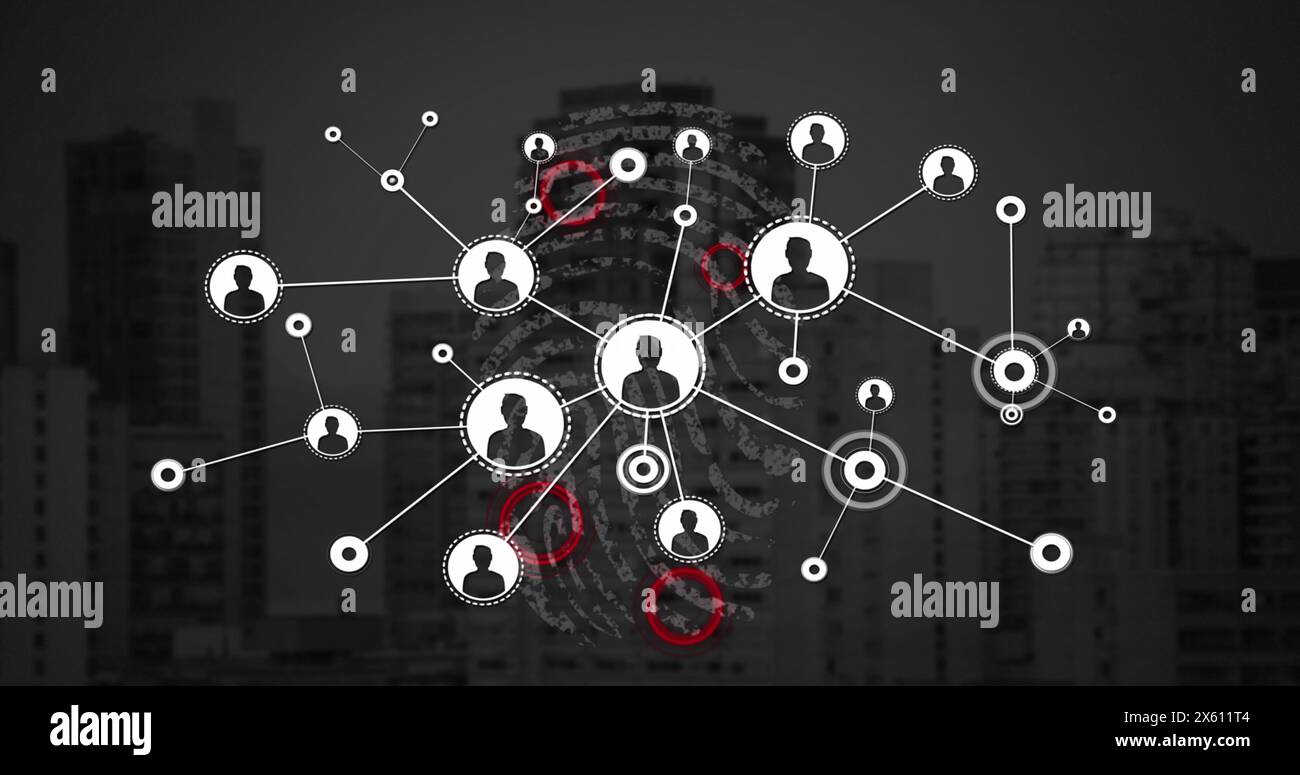 Image Of Data Processing And Network Of Connections Over Biometric