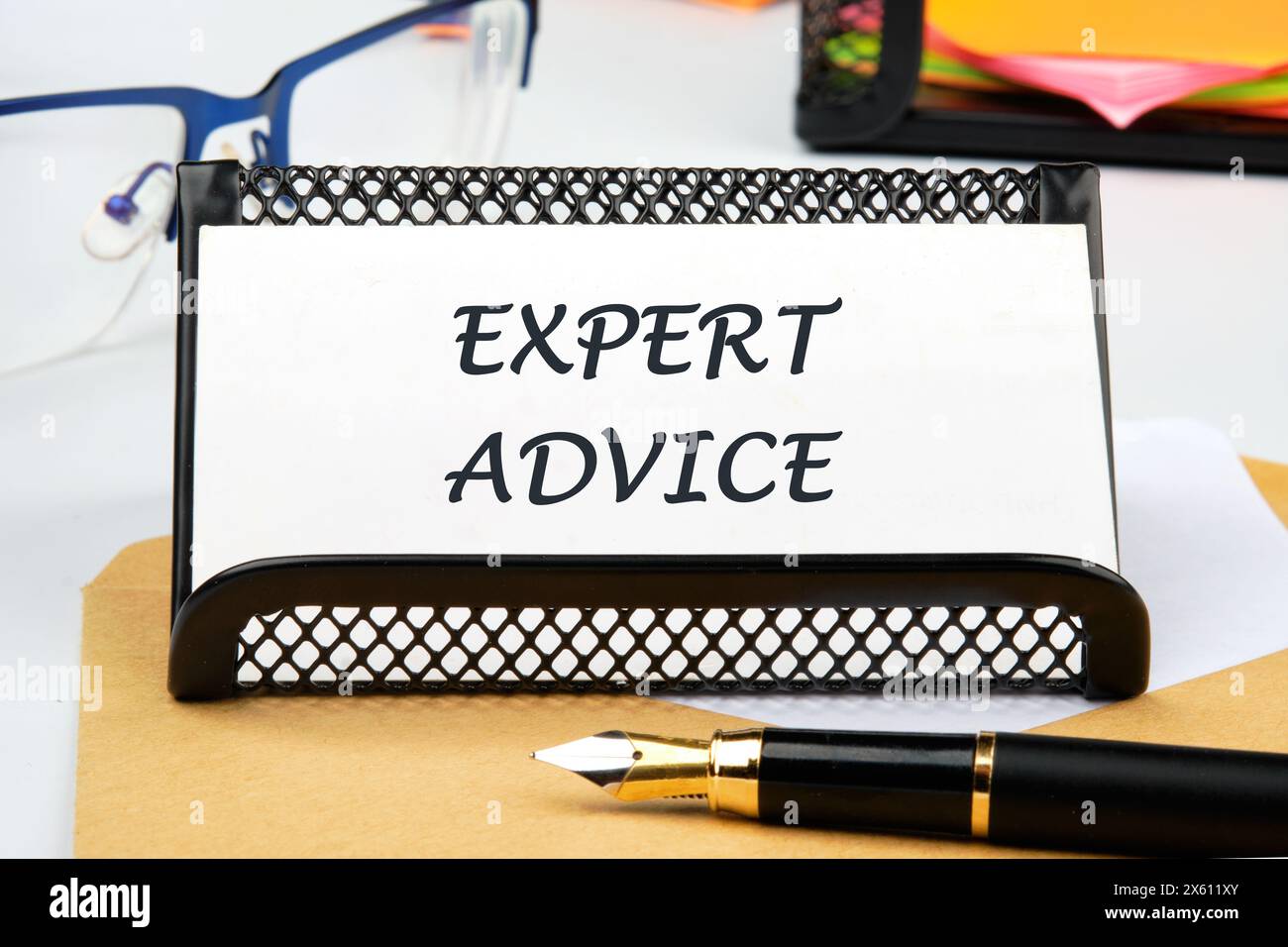 EXPERT ADVICE, message the inscription on the business card on the ...