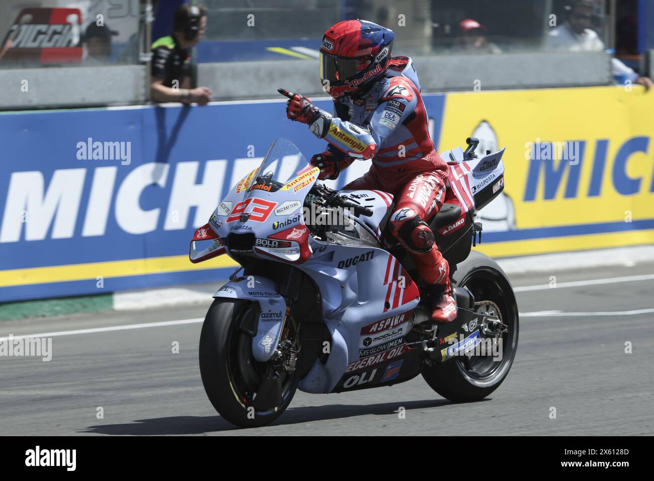 Marc Marquez of Spain #93 and Gresini Racing MotoGP (Ducati) celebrates ...
