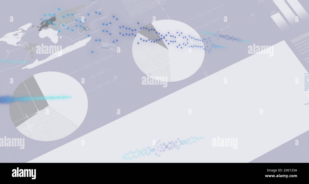 Image of financial data processing and statistics over light background ...