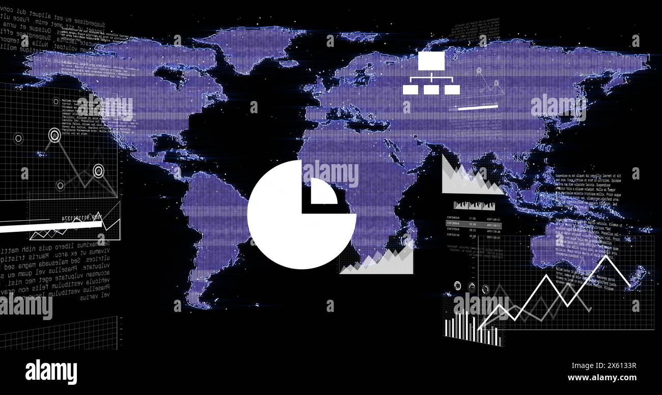 Image of data processing over world map Stock Photo - Alamy