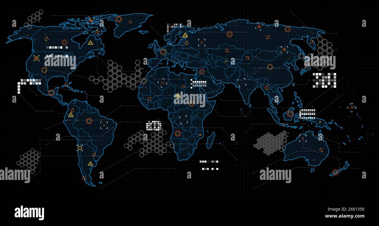 Image of data processing over world map Stock Photo - Alamy