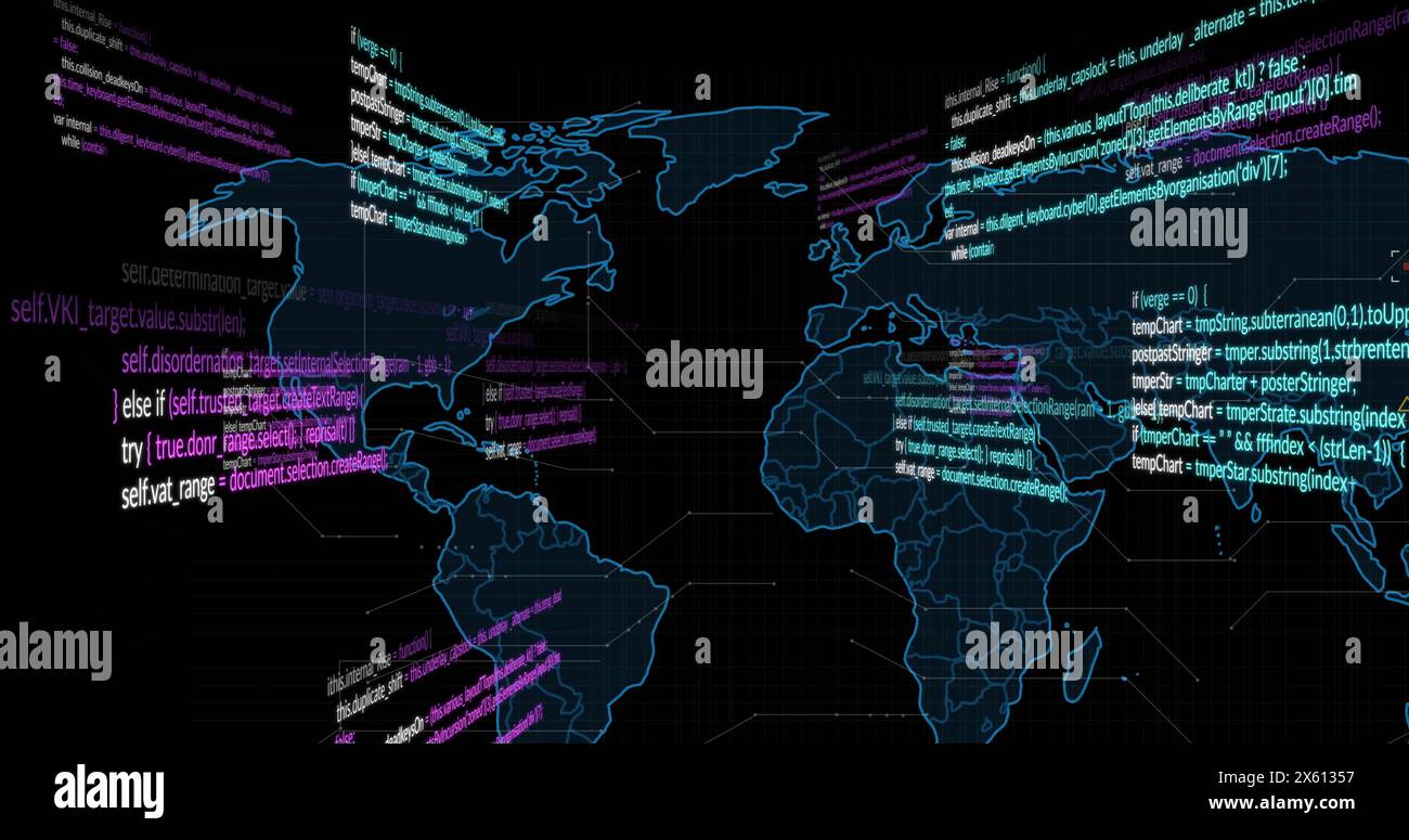 Image of data processing over world map Stock Photo - Alamy