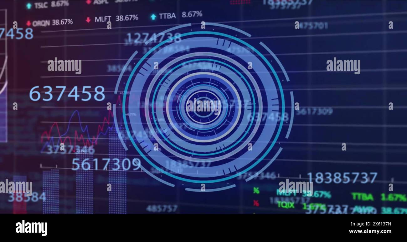 Image of financial data processing over scope and grid Stock Photo - Alamy
