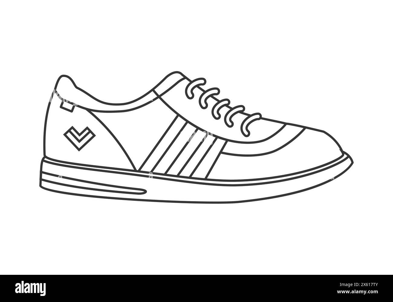 Sneaker with laces and lines on side, shoes for sports and walking line ...
