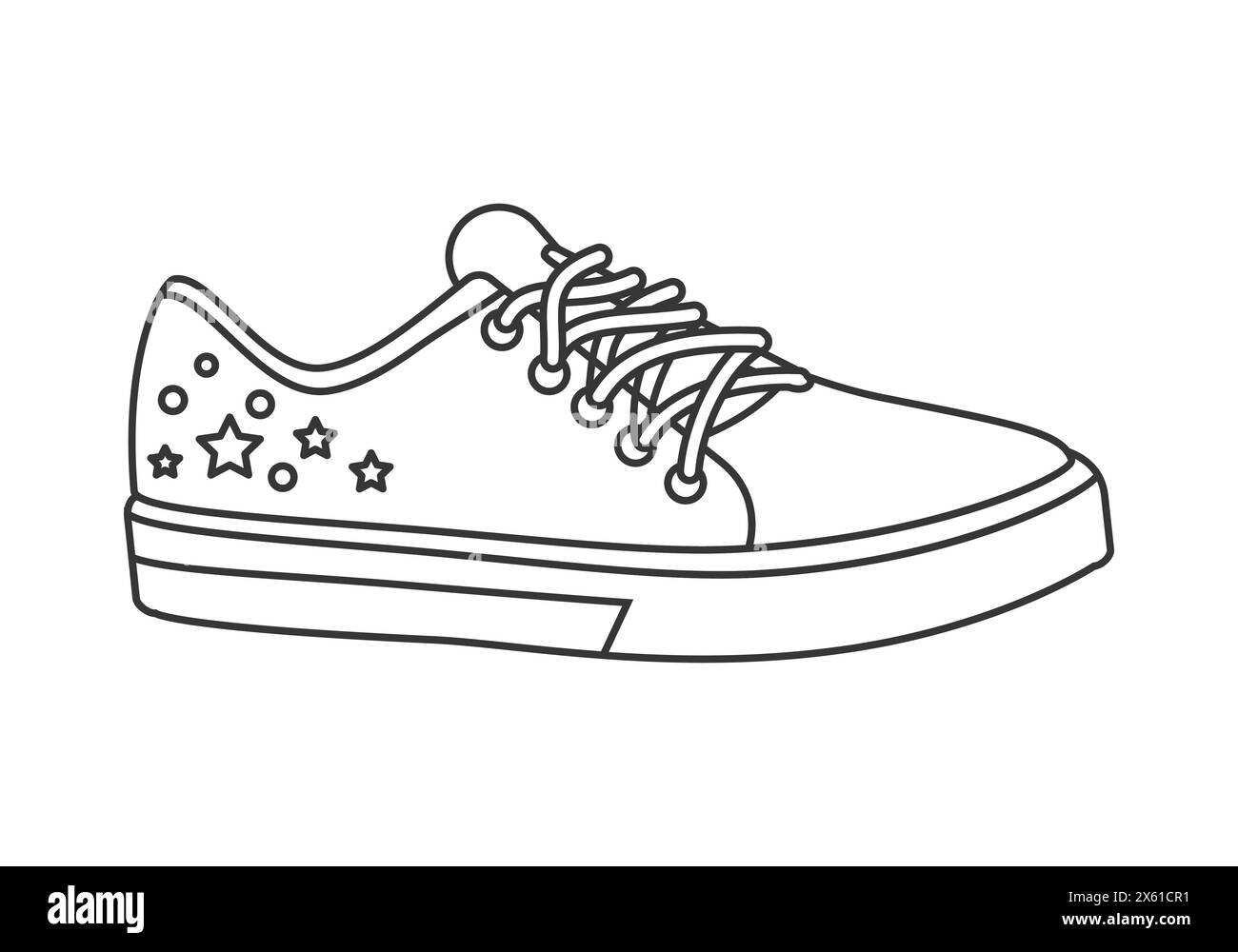 Casual shoes with laces and group of stars on back line icon vector ...