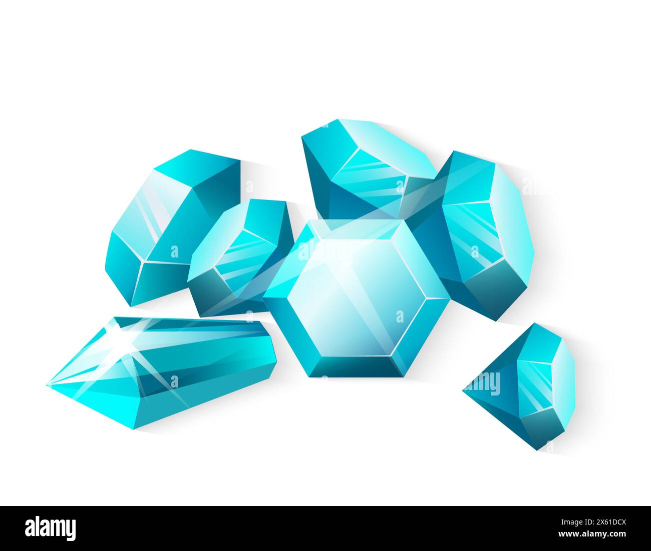 Pile of blue gems and diamonds of different shapes, luxury treasure ...