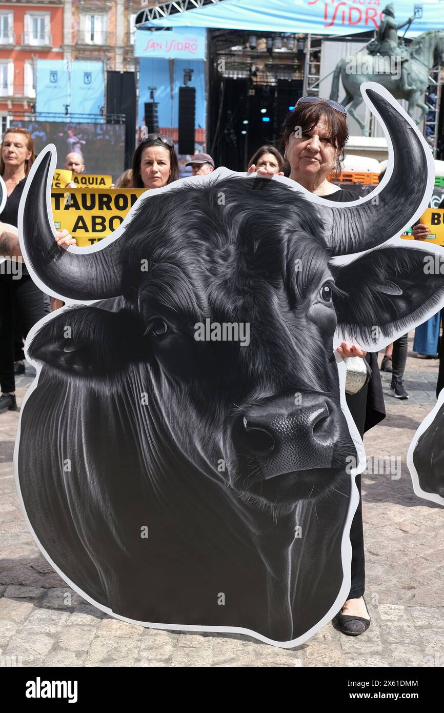 Madrid, Spain. 12th May, 2024. demonstration against bullfighting and ...