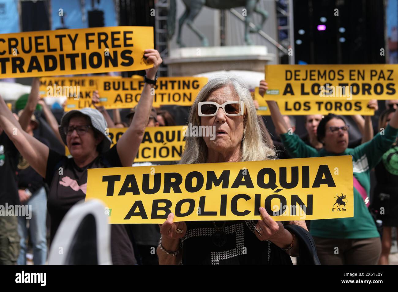 Madrid, Spain. 12th May, 2024. demonstration against bullfighting and ...