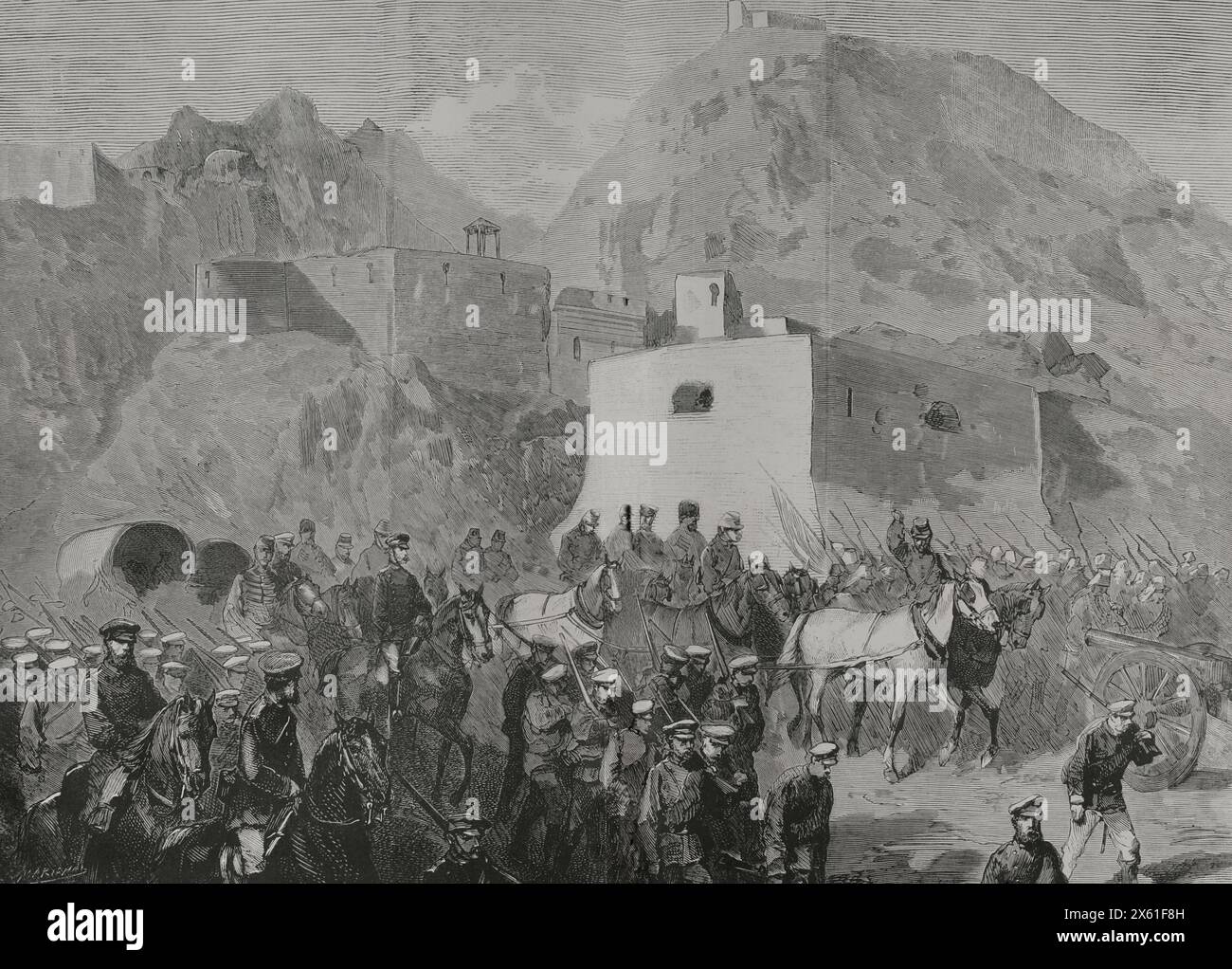 Russo-Turkish War (1877-1878). The Russian garrison at Bayezid on their ...