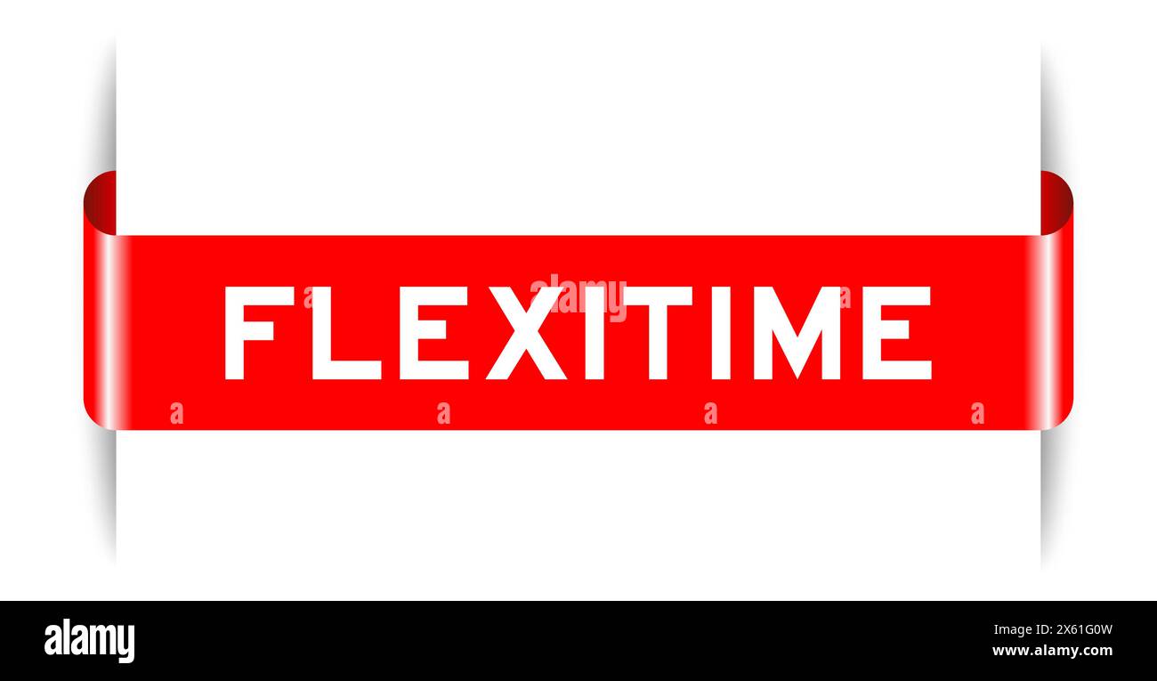 Red color inserted label banner with word flexitime on white background ...