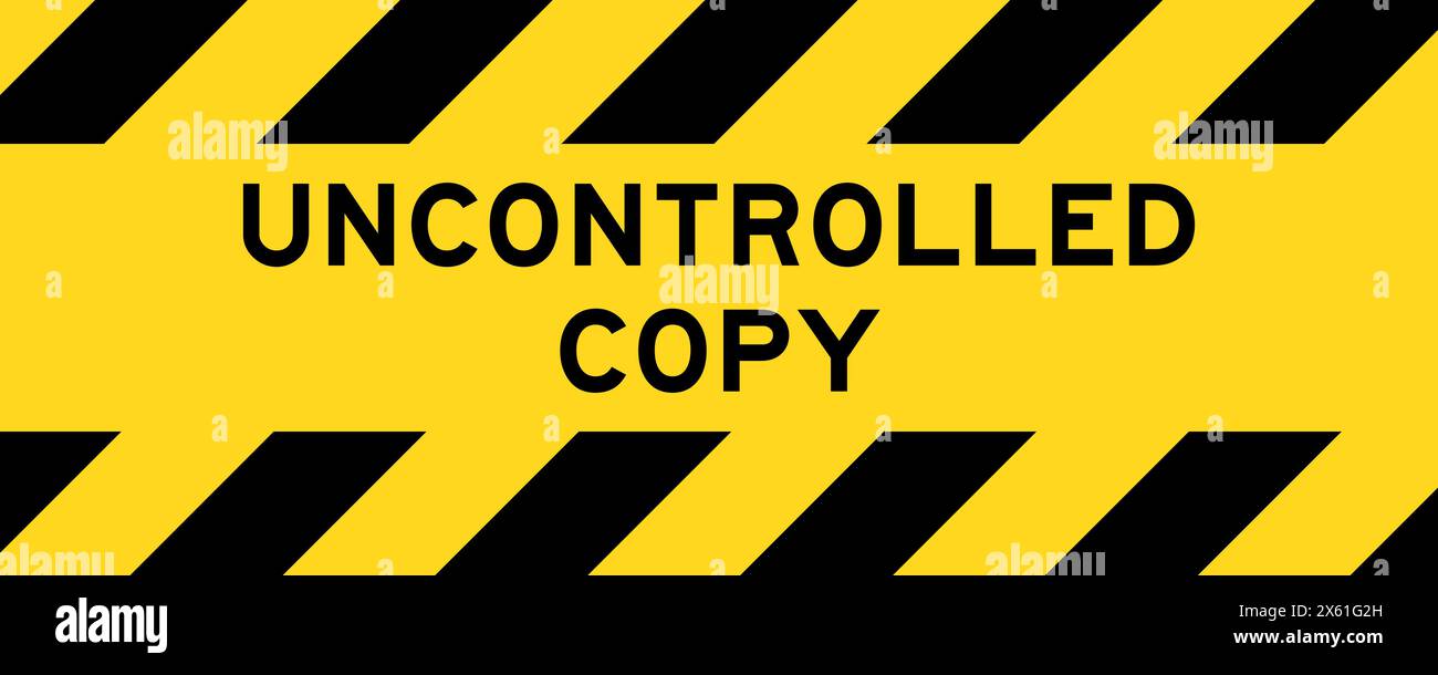 Yellow and black color with line striped label banner with word ...