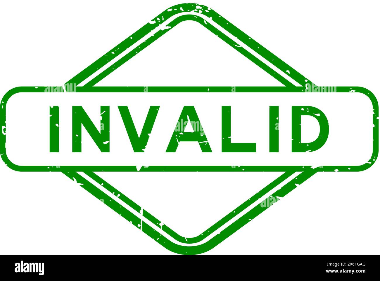 Grunge green invalid word rubber seal stamp on white background Stock ...