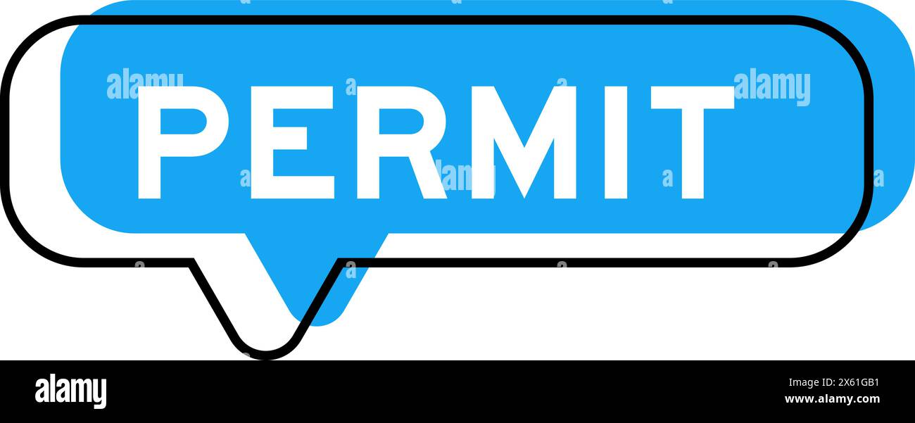 Speech banner and blue shade with word permit on white background Stock ...