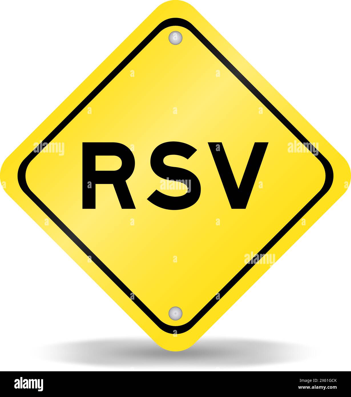 Yellow color transportation sign with word RSV (Abbreviation of Respiratory syncytial virus) on ...
