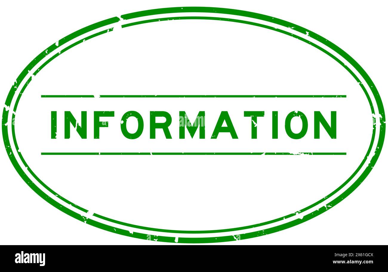 Grunge green information word oval rubber seal stamp on white ...