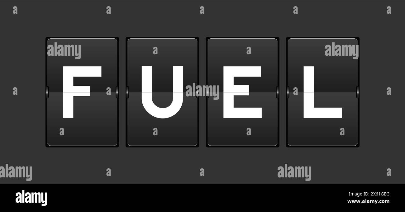 Black color analog flip board with word fuel on gray background Stock ...
