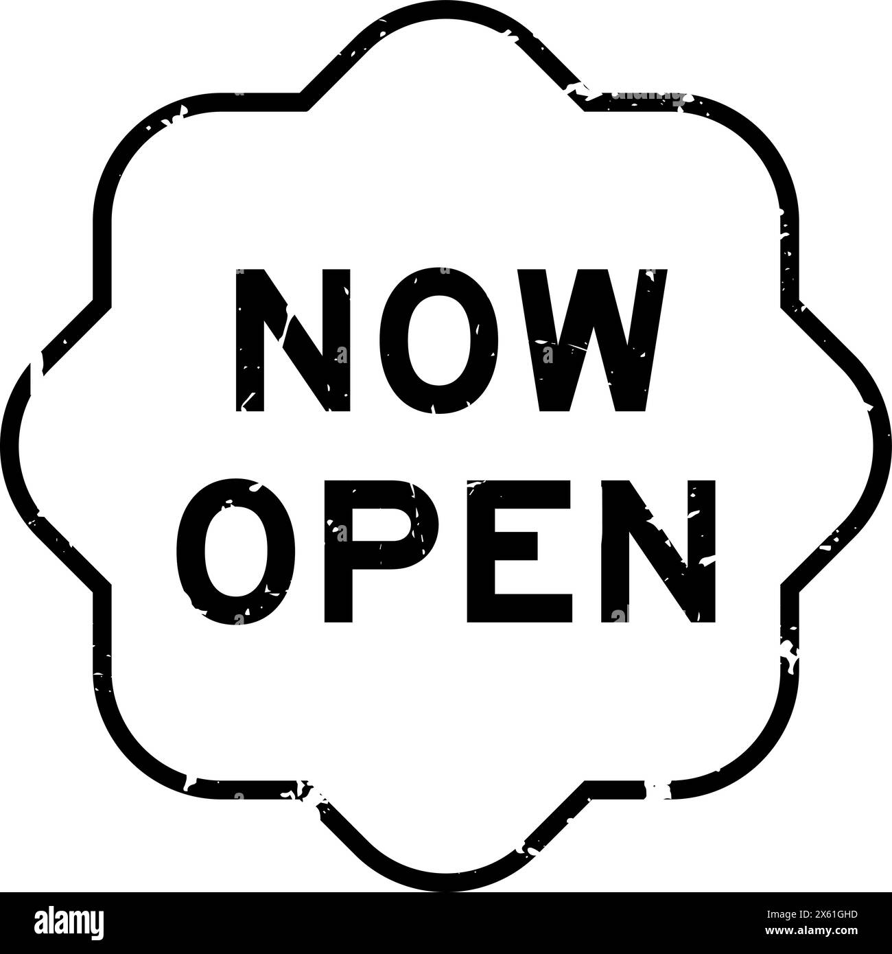 Grunge black now open word rubber seal stamp on white background Stock ...