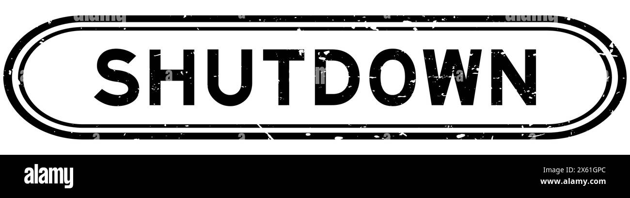 Grunge black shutdown word rubber seal stamp on white background Stock ...