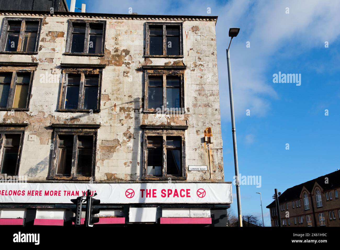 Glasgow Scotland: 12th Feb 2024: The Space Glasgow events venue exterior on sunny day. Cool ...