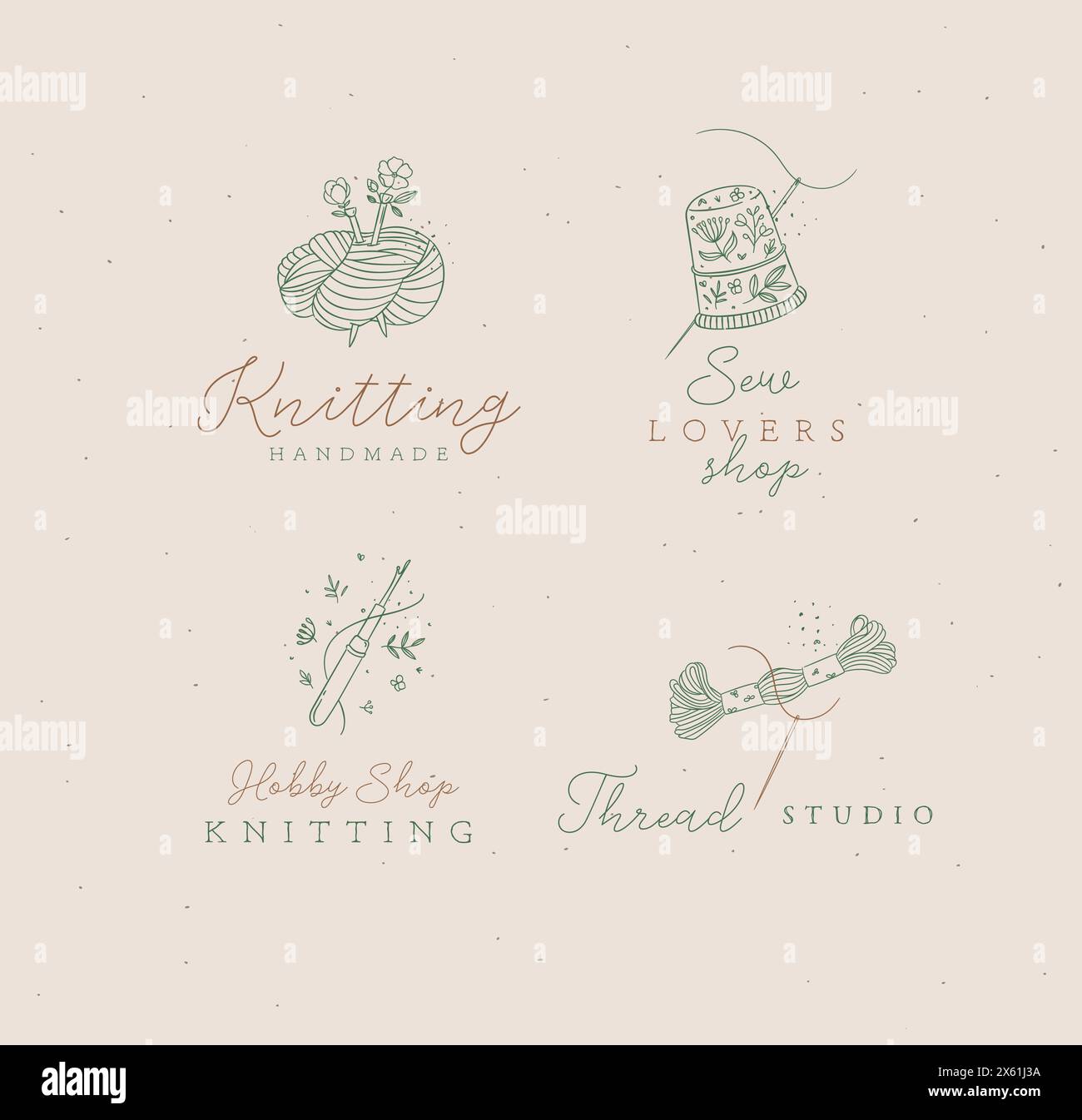Sewing elements skein of thread, thimble, yarn, wool, crochet with ...