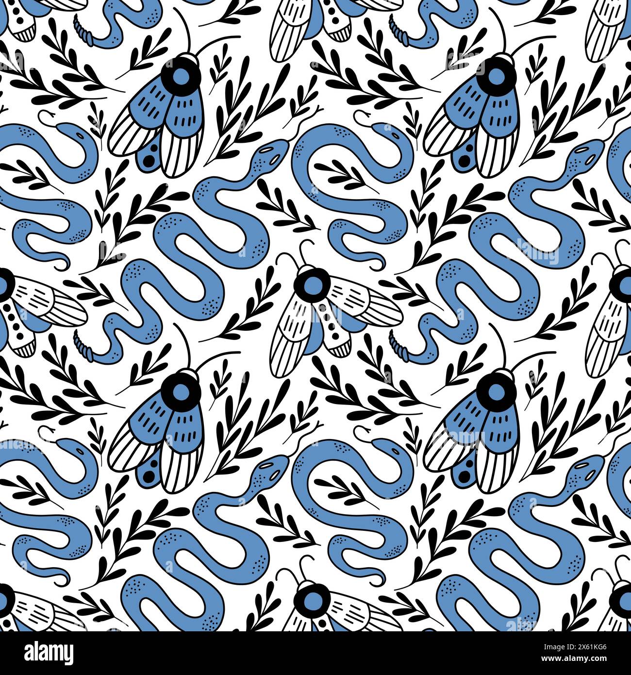 Witchcraft Seamless pattern. Mystical hand drawn background. Moth ...