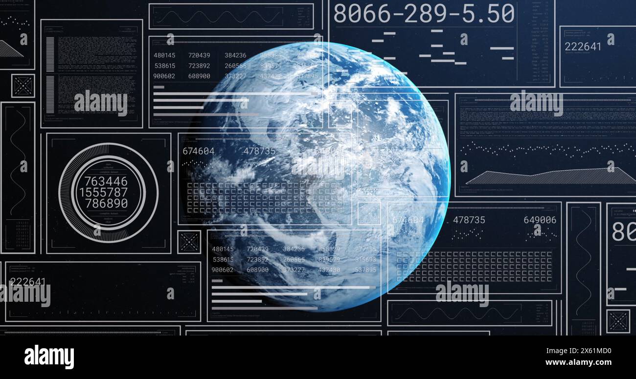 Image of data processing over globe Stock Photo - Alamy